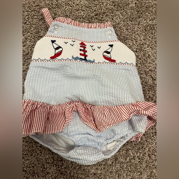 Swim | Girls Sailor Swimsuit One Piece Smocked 4th Of July Swimsuit ...